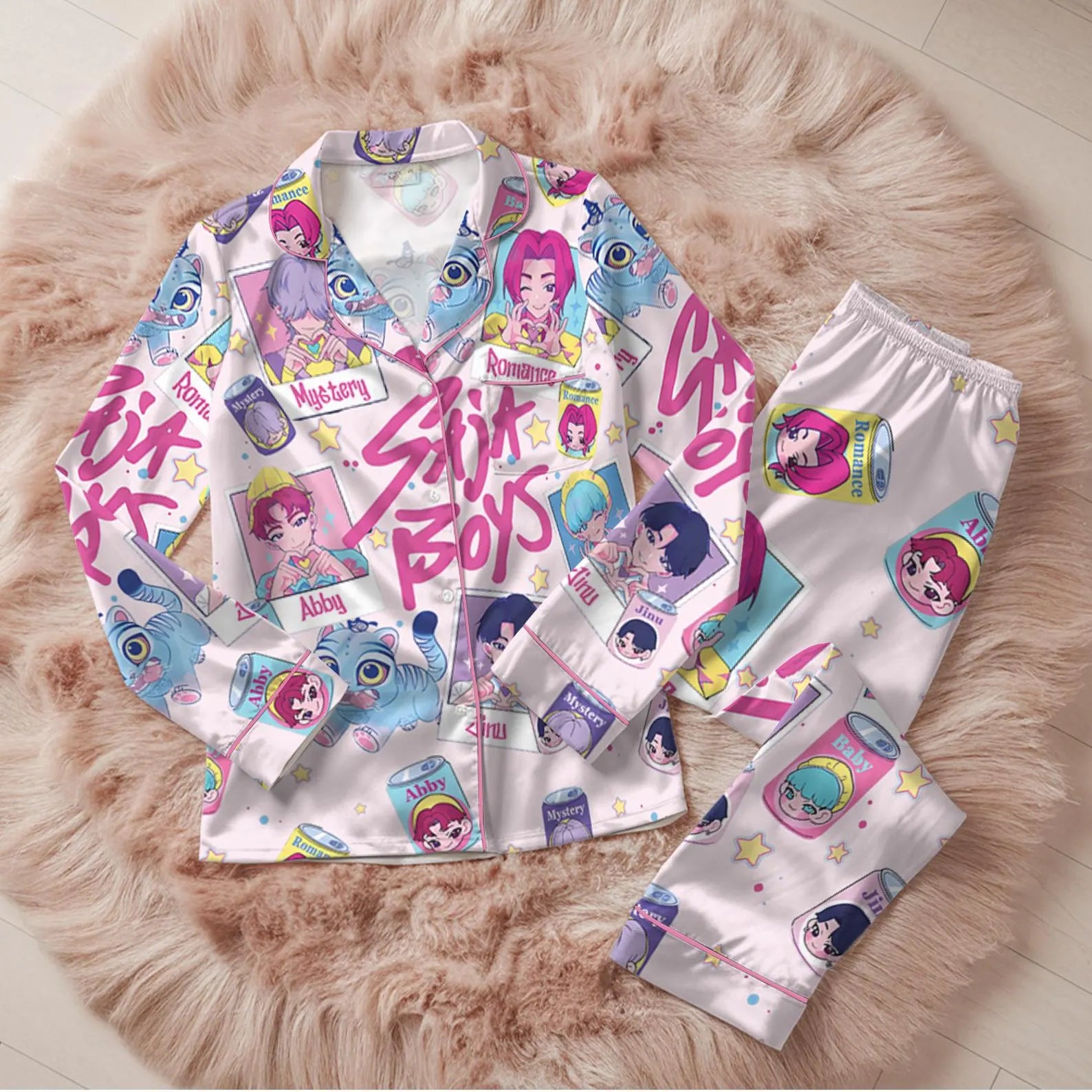 Saja Boys Soda Pop Satin Pajama Set, 100% You Little Soda Pop Sleepwea