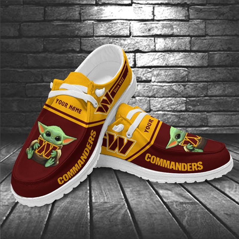 Washington Commanders Hey Dude Shoes, Baby yoda Shoes, Grogu, NFL Shoe